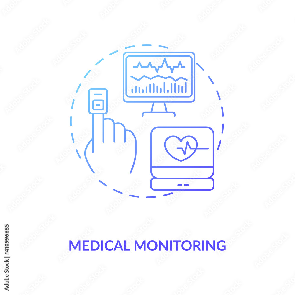 Medical monitoring concept icon. CPS application idea thin line ...