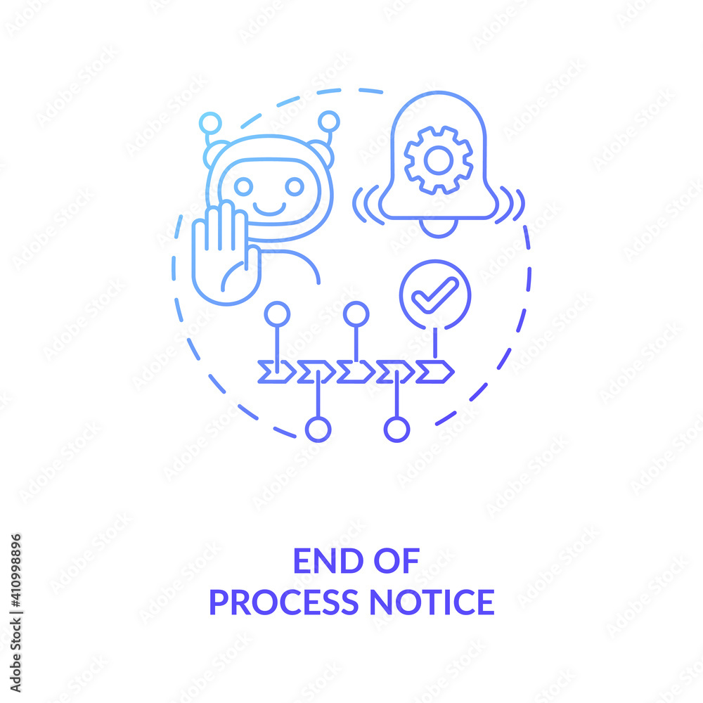 End process notice concept icon. M2M communication type idea thin line ...