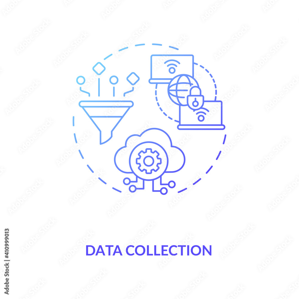 Data collection concept icon. M2M communication type idea thin line ...