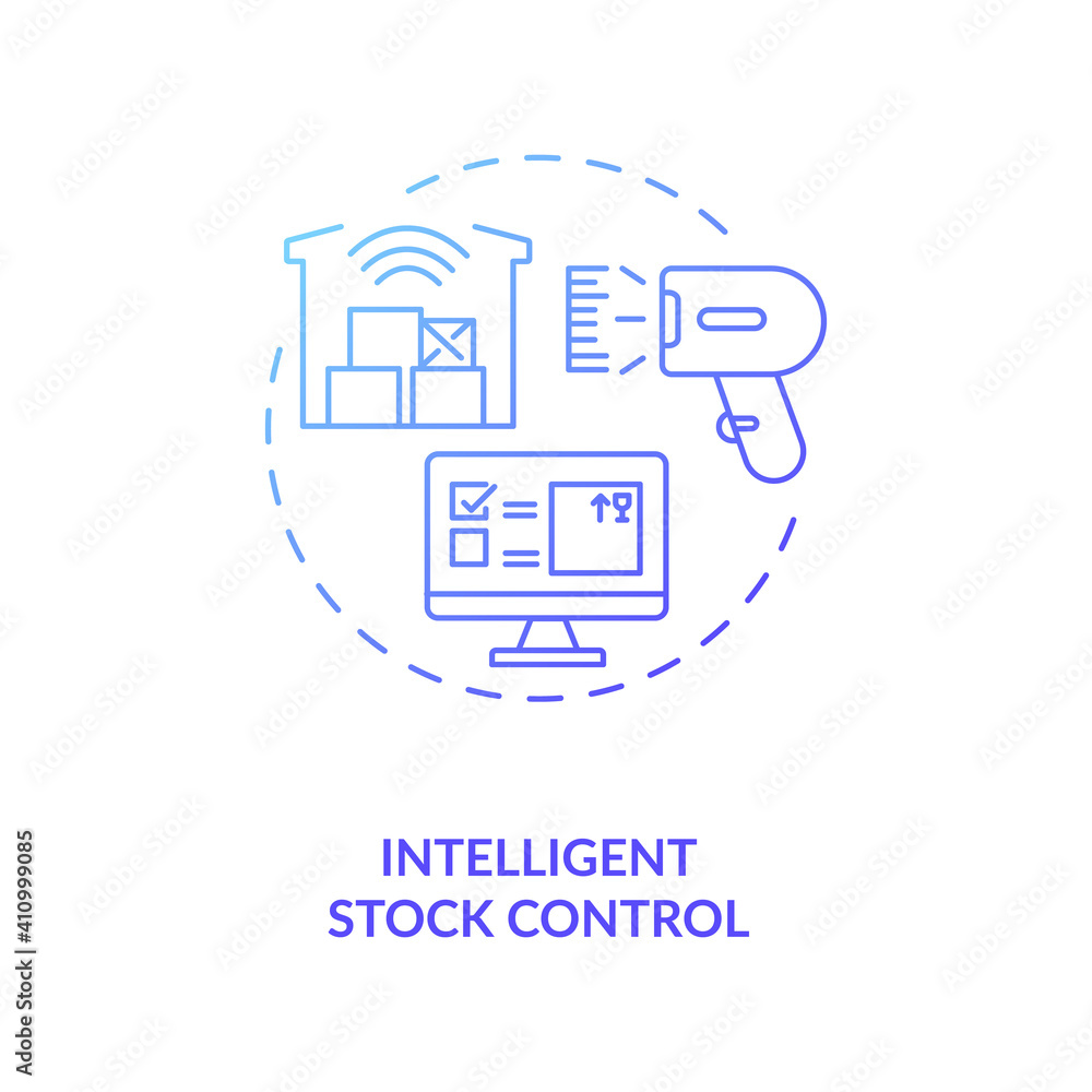 Intelligent stock control concept icon. M2M communication type idea ...