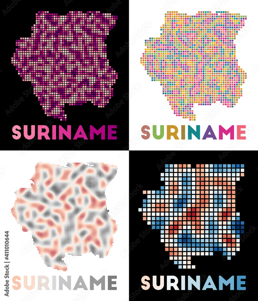 Vetor de Suriname map. Collection of map of Suriname in dotted style ...