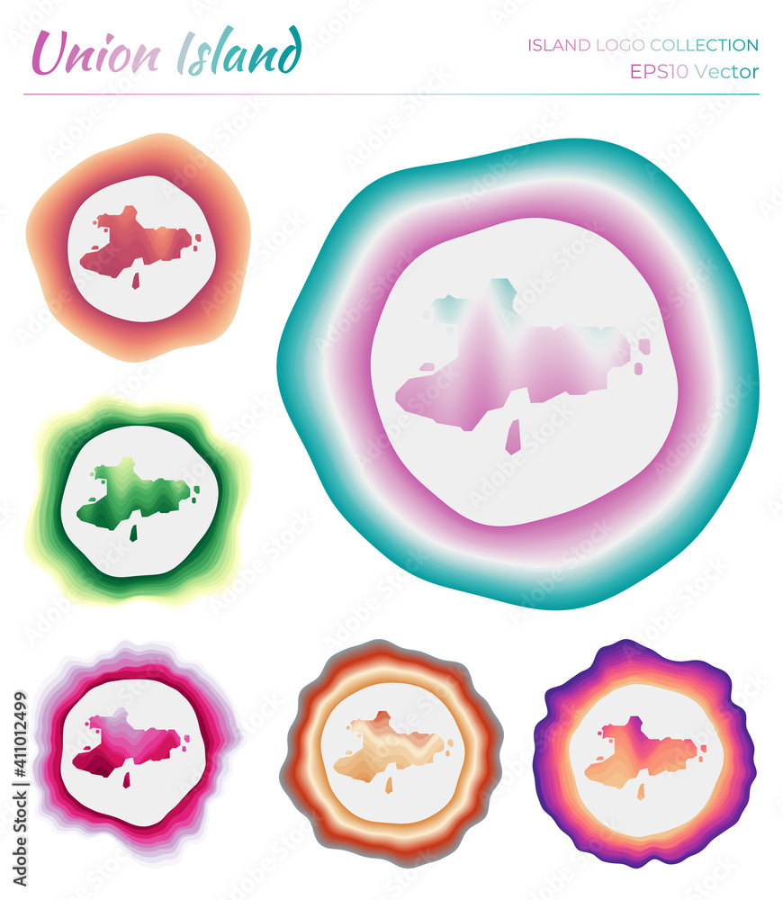 Union Island logo collection. Colorful logo of the island. Unique ...