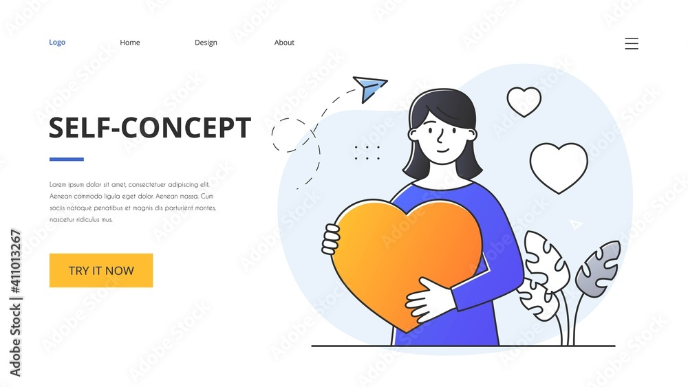 Abstract self-concept self-image concept. With a young pretty girl ...