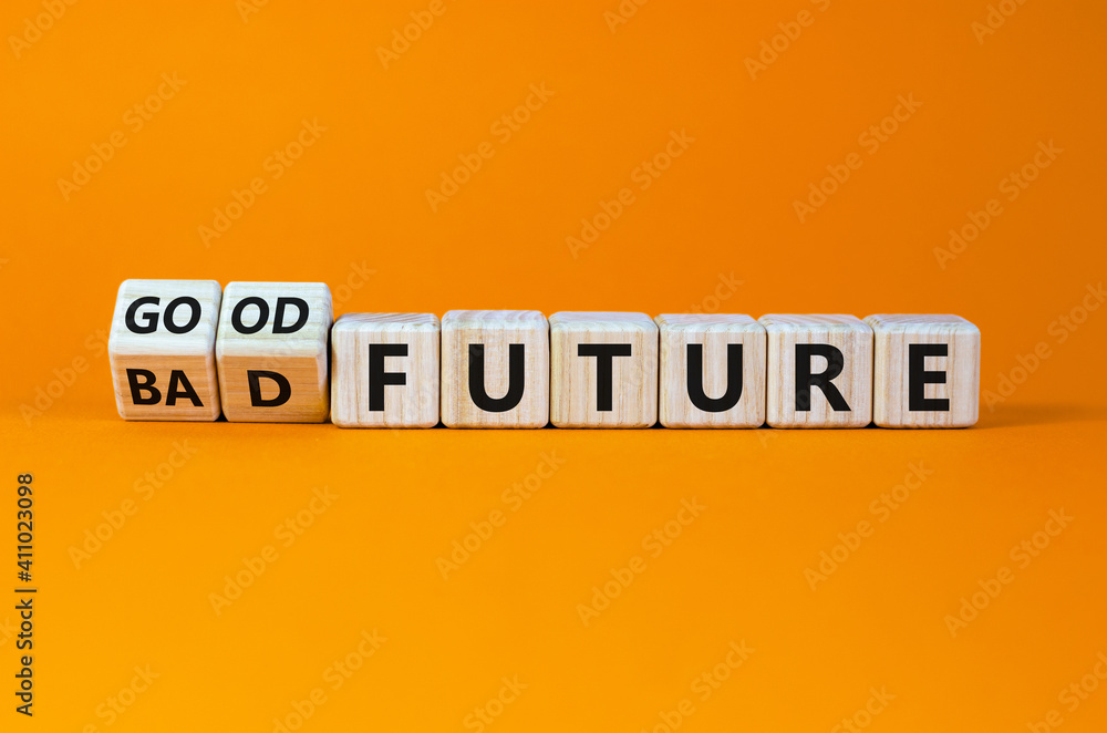 Good or bad future symbol. Turned wooden cubes and changed words 'bad ...