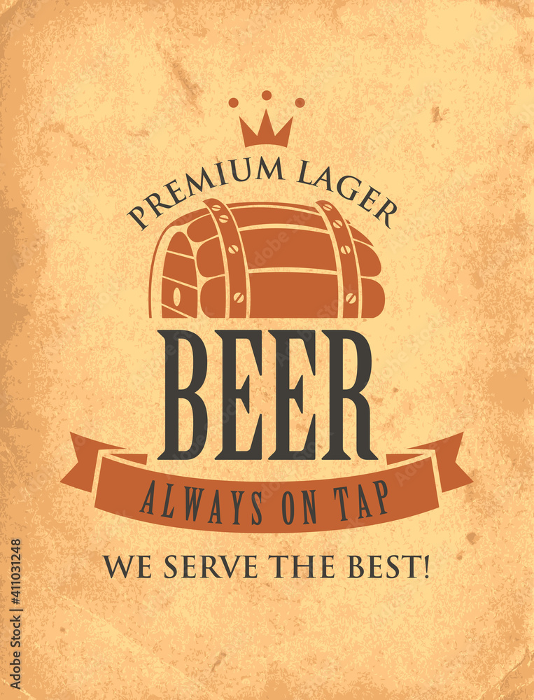 Vector banner on the theme of draught beer. Illustration with a big ...