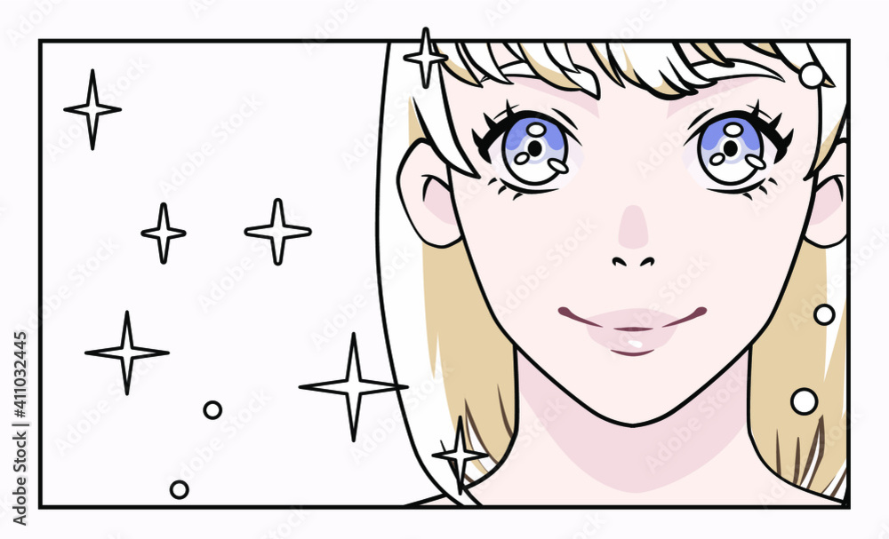 Kawaii Anime Girl Smiling Cartoon Charachter Stock Vector Adobe Stock