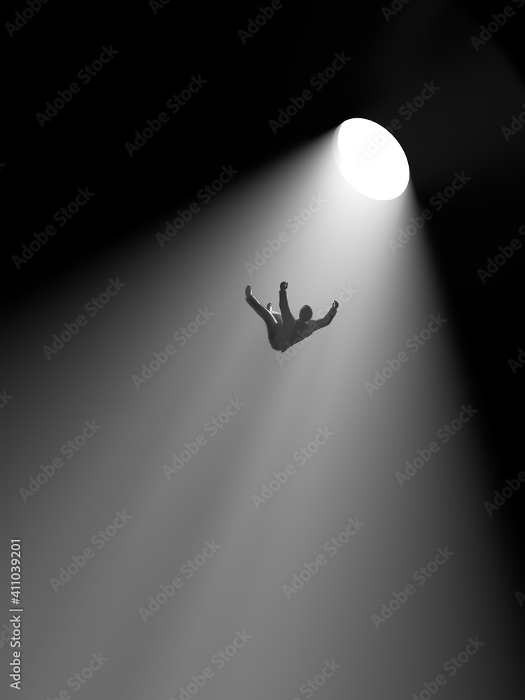 Man Falling Down Into The Abyss 素材庫插圖 Adobe Stock
