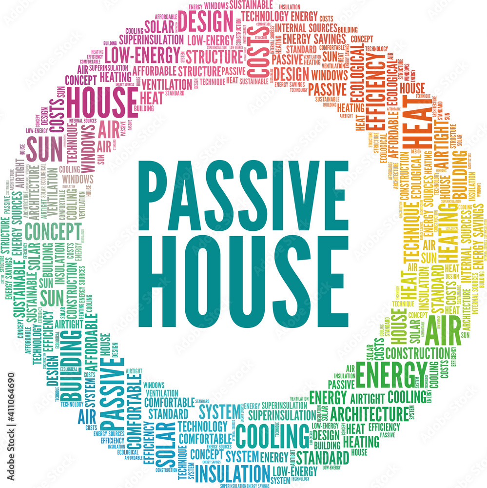 Passive house concept vector illustration word cloud isolated on a ...