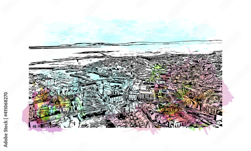 Building view with landmark of Galway is the city in the Republic of ...