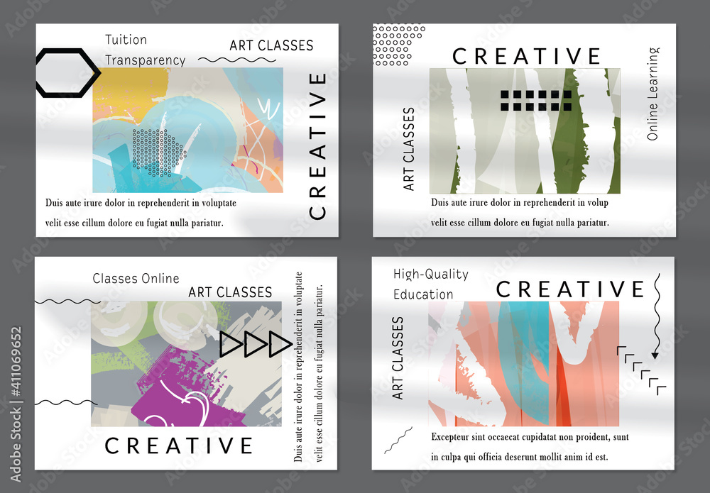 Flyer Layout with Black Shapes and Abstract Bright Rectangle Stock ...