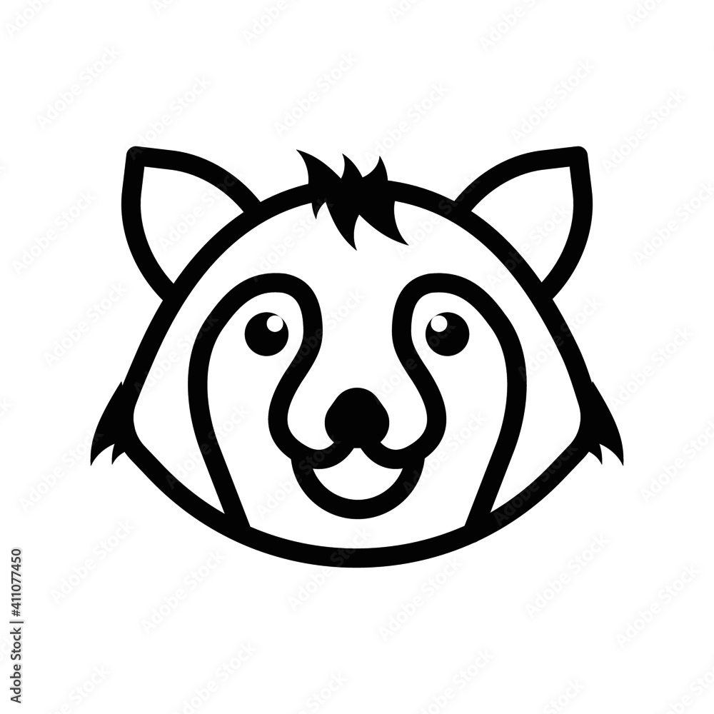 line icon set symbol and type raccoon animal face emoticon vector ...