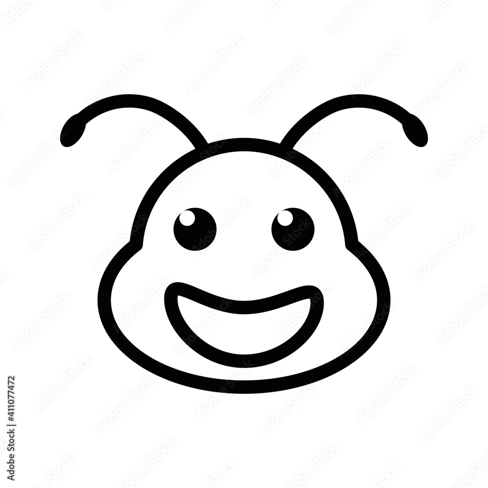 line icon set symbols and types bee animal face emoticon vector ...