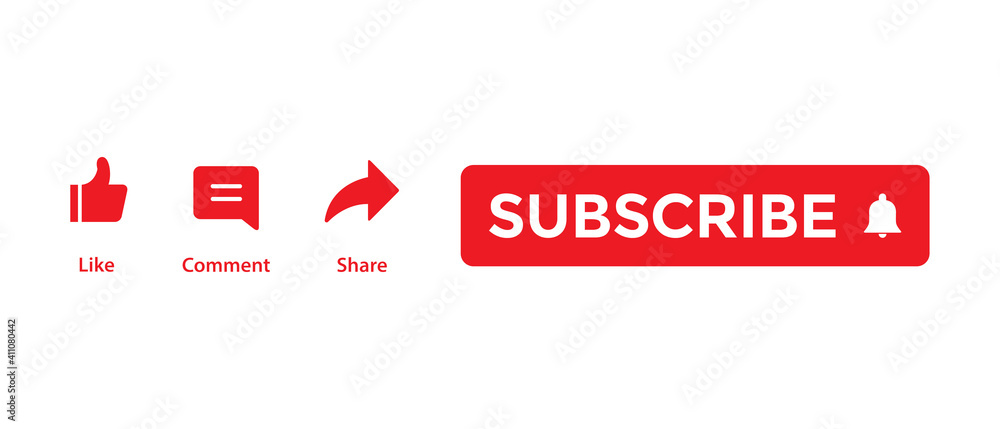 Like, Comment, Share, and Red Subscribe Button for Channel ...
