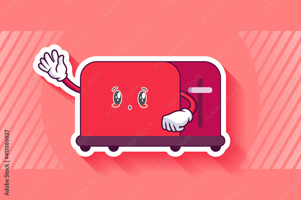 Vecteur Stock UH , OH, GASP Face Emotion. Waving Hand Gesture. Toaster ...