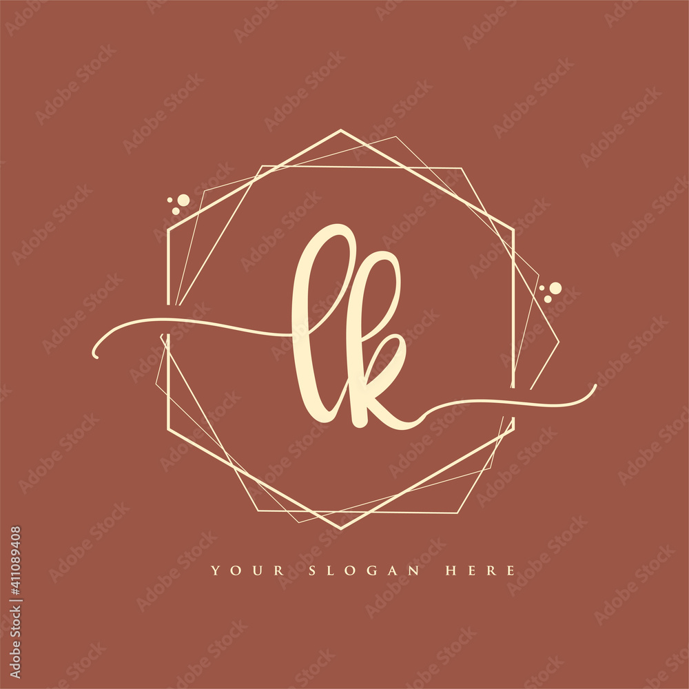 LK Initial handwriting logo. Hand lettering Initials logo branding ...