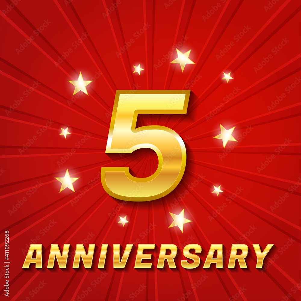 5 year anniversary celebration, vector design for celebrations ...