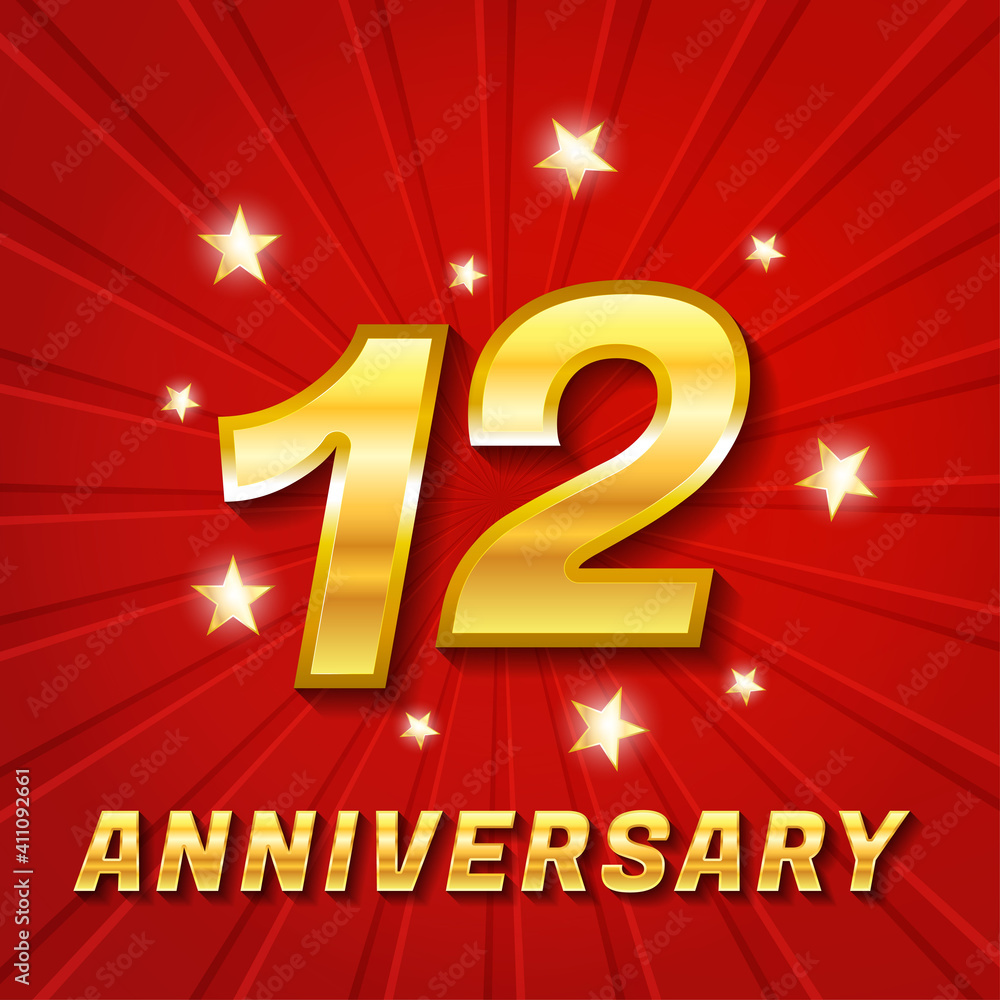 12 year anniversary celebration, vector design for celebrations ...