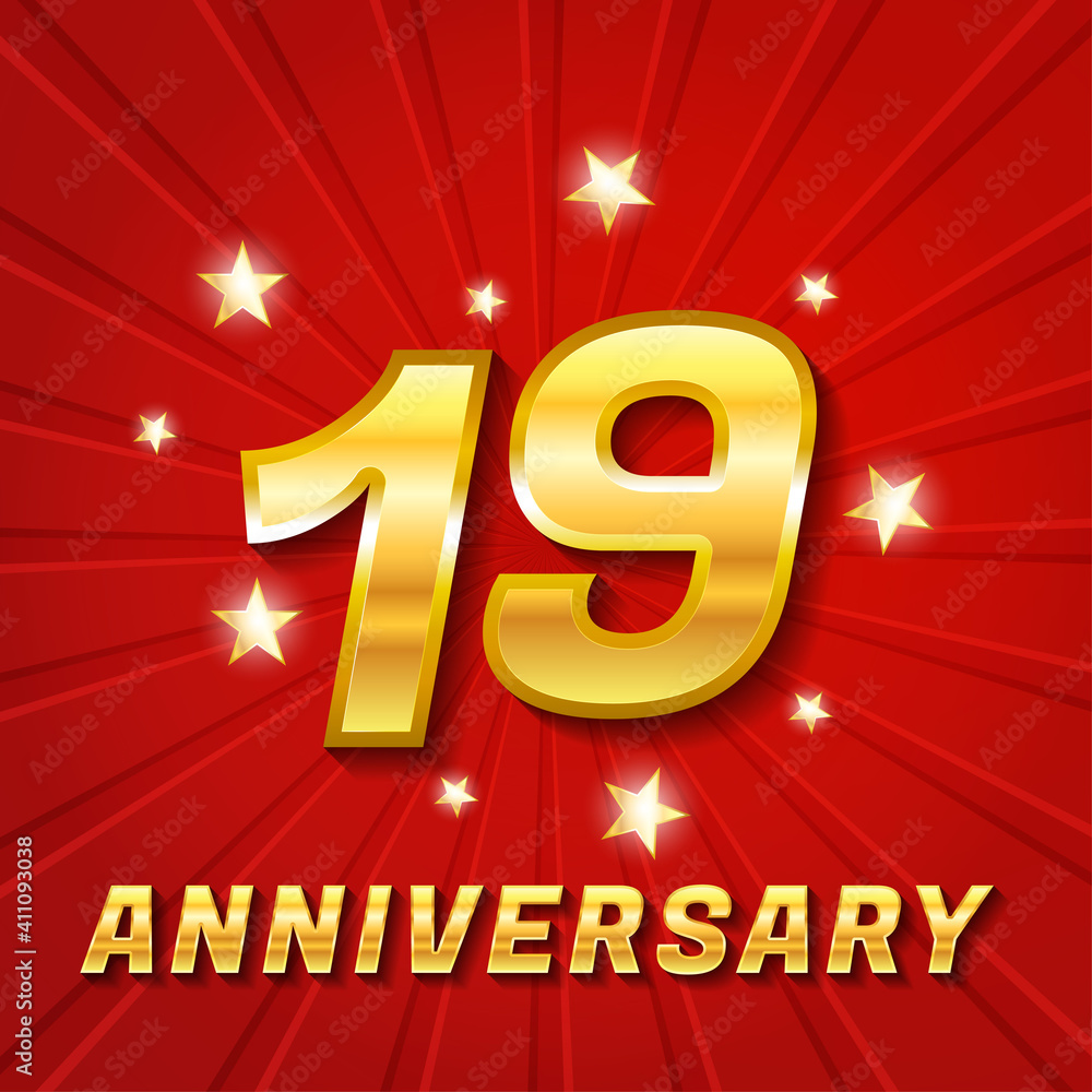 19 year anniversary celebration, vector design for celebrations ...