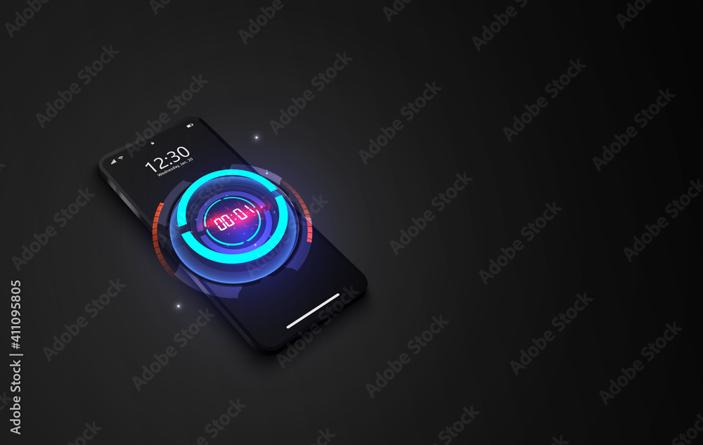 Abstract Futuristic Technology Background with Digital number timer ...