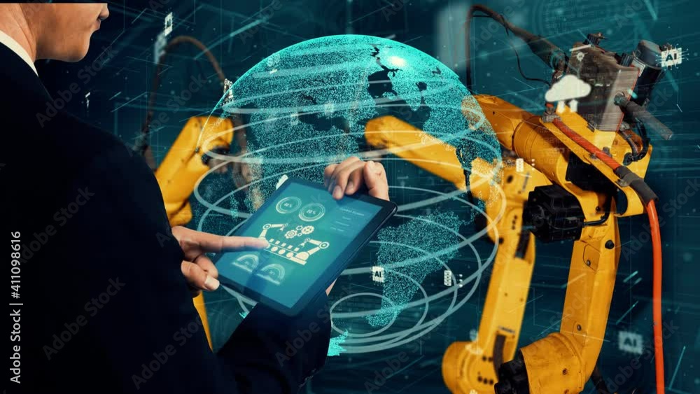 Smart industry robot arms modernization for digital factory technology ...