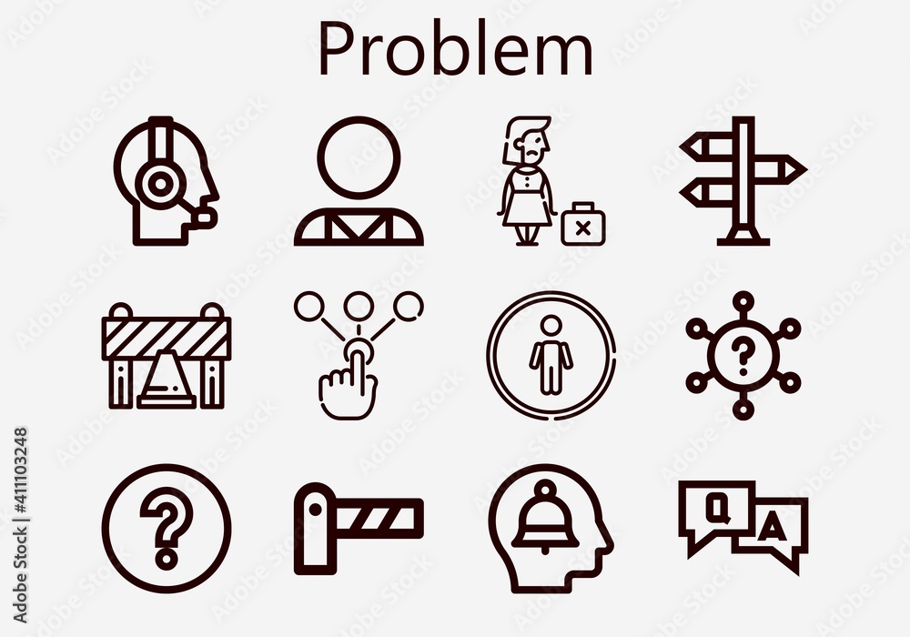 Premium set of problem [S] icons. Simple problem icon pack. Stroke ...