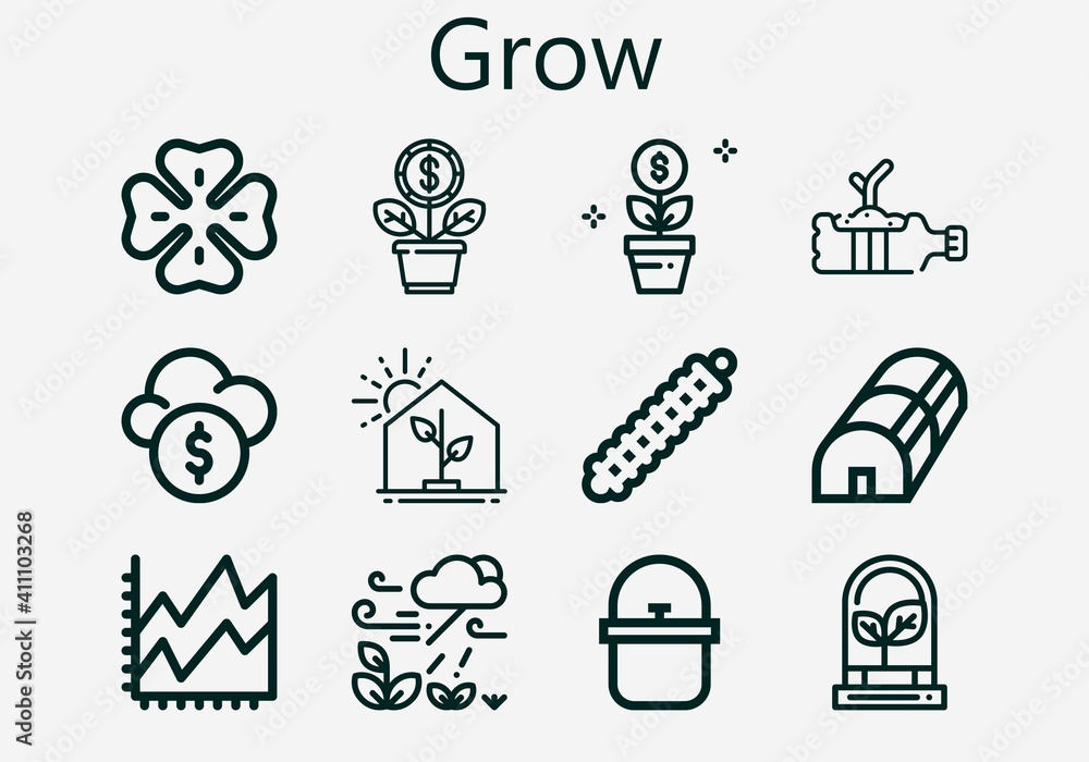 Premium set of grow [S] icons. Simple grow icon pack. Stroke vector ...