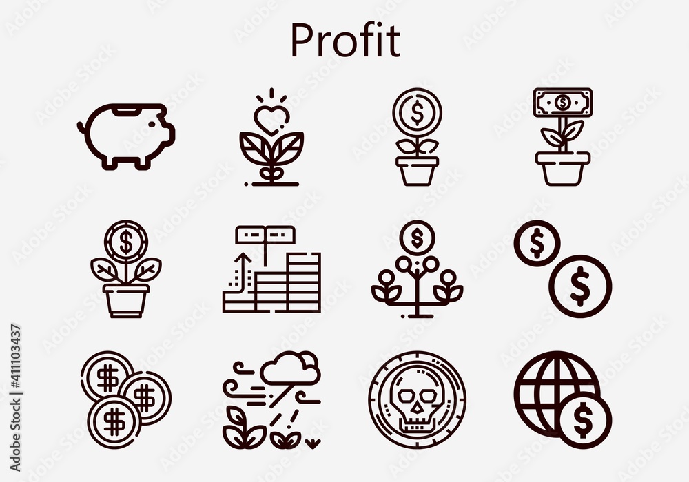 Premium set of profit [S] icons. Simple profit icon pack. Stroke vector ...