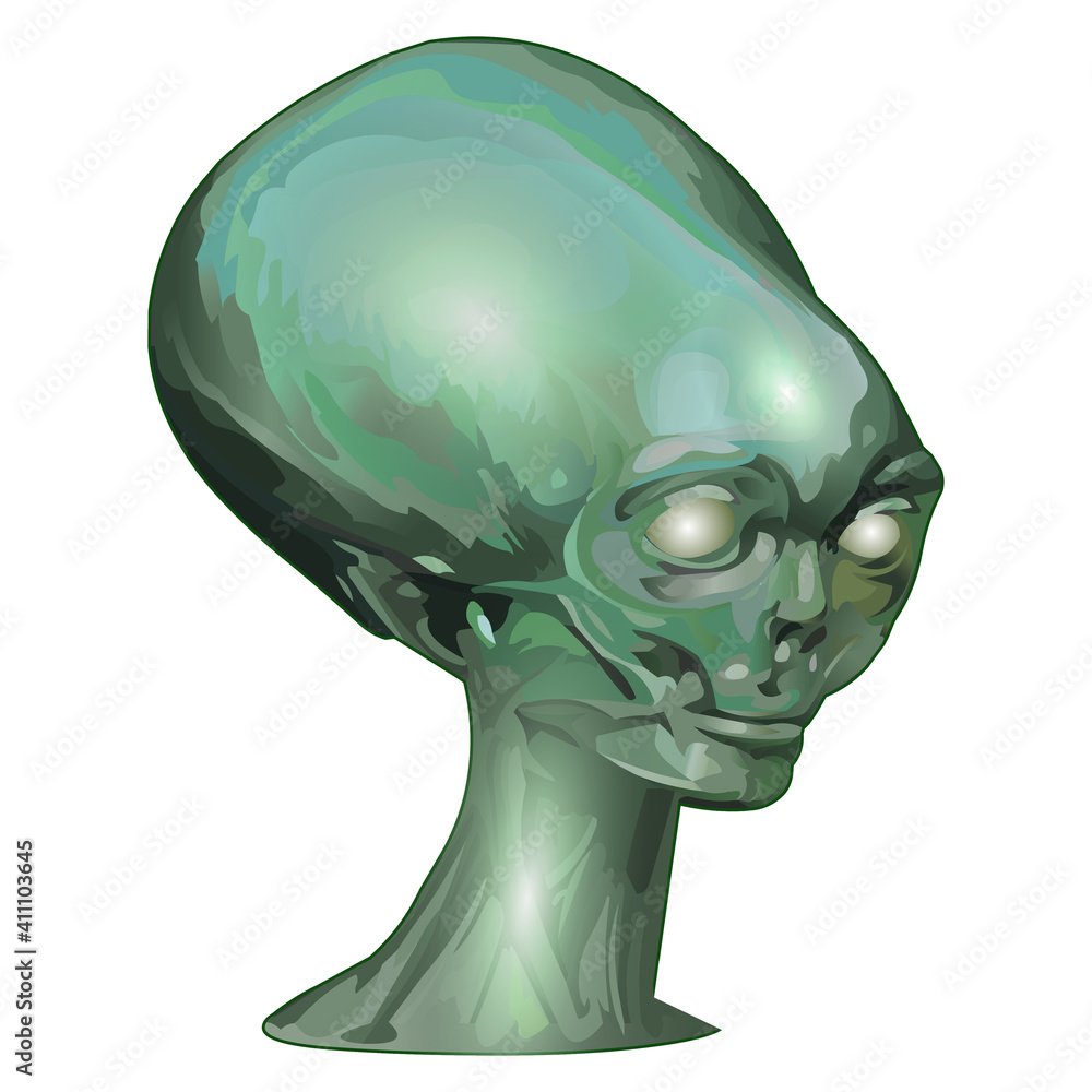 Green alien head vector realistic isolated illustration Stock Vector ...