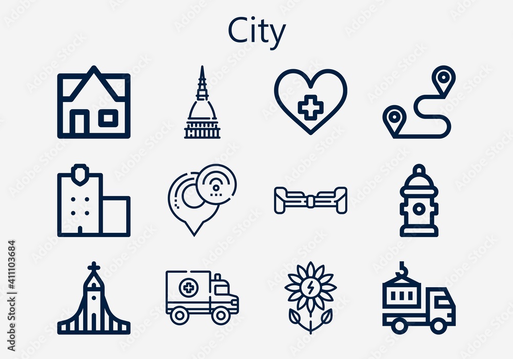 Premium set of city [S] icons. Simple city icon pack. Stroke vector ...