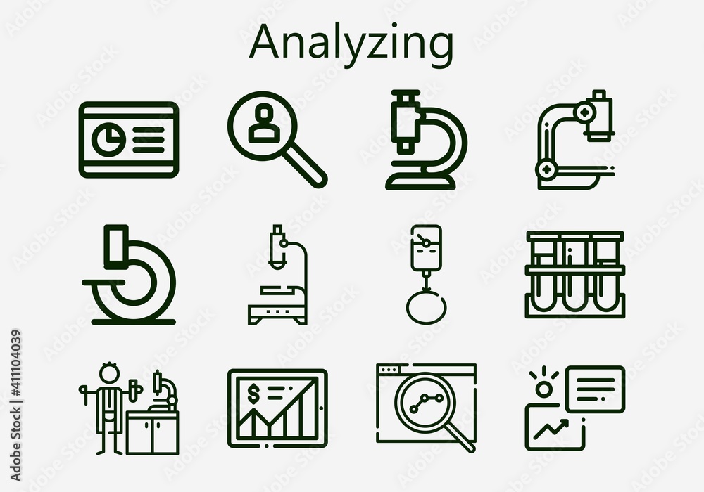 Premium set of analyzing [S] icons. Simple analyzing icon pack. Stroke ...