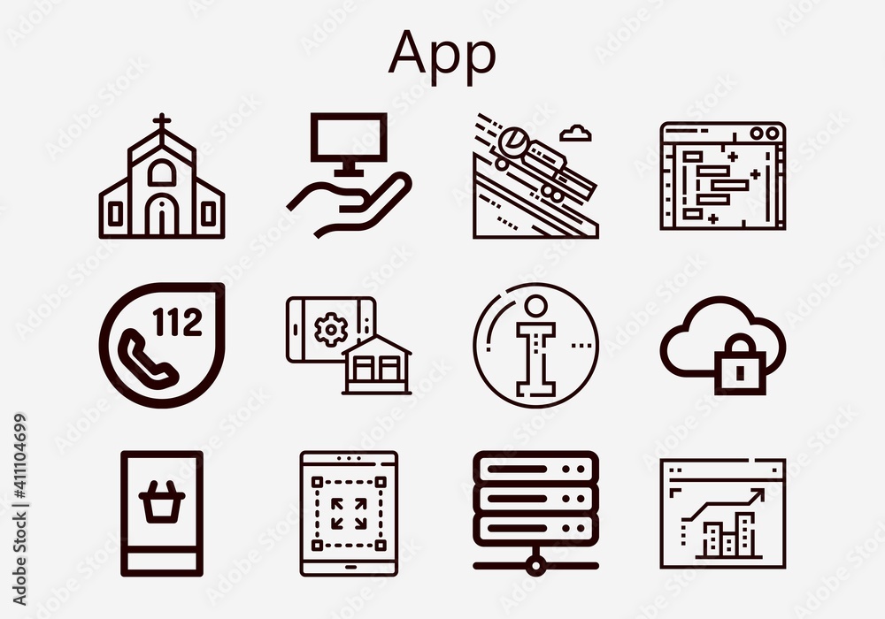 Premium set of app [S] icons. Simple app icon pack. Stroke vector ...
