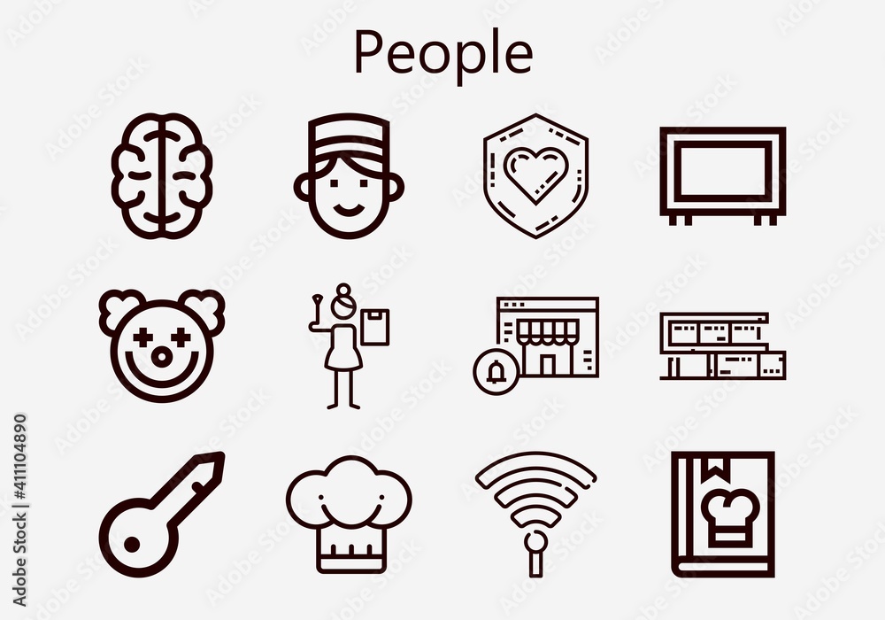 Premium set of people [S] icons. Simple people icon pack. Stroke vector ...