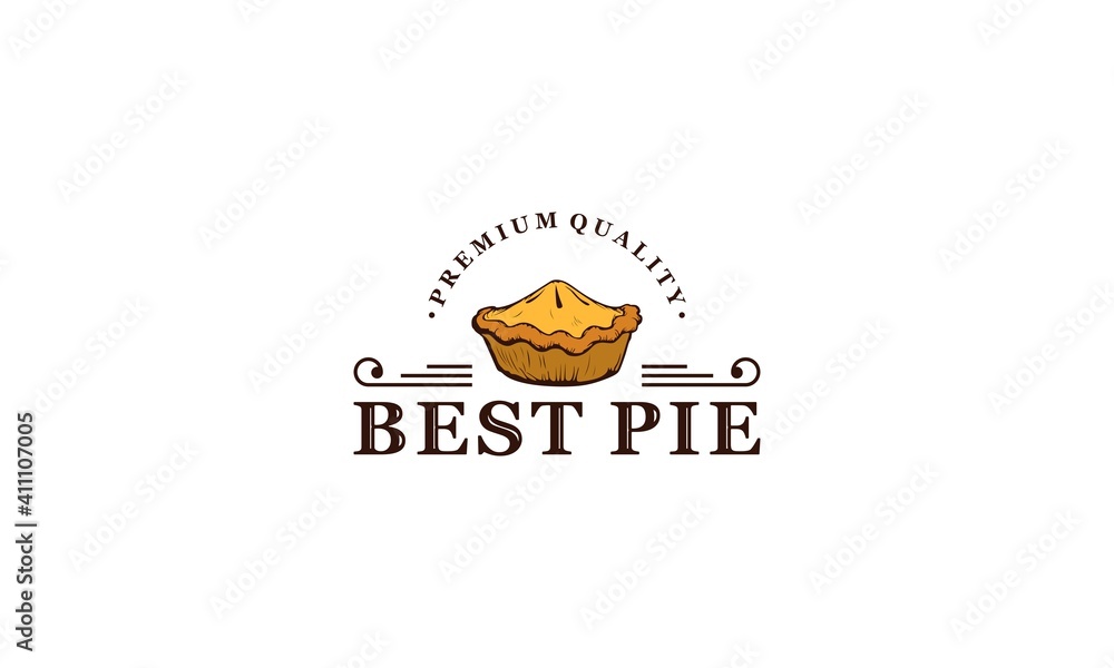 the logo for the best pie shop complete with pies that look good and ...