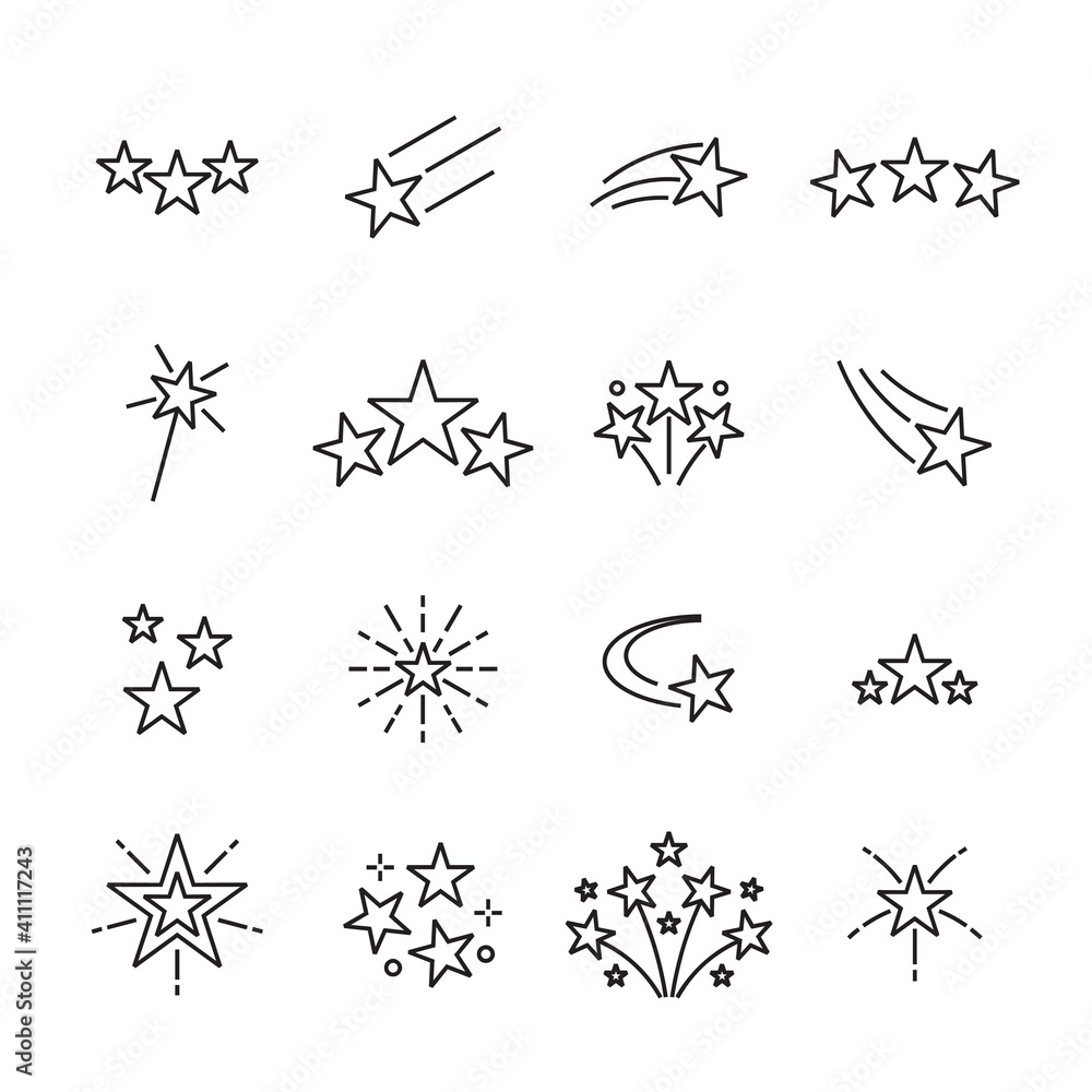 Set of star icons. Line icons for web apps and mobile. Linear modern ...