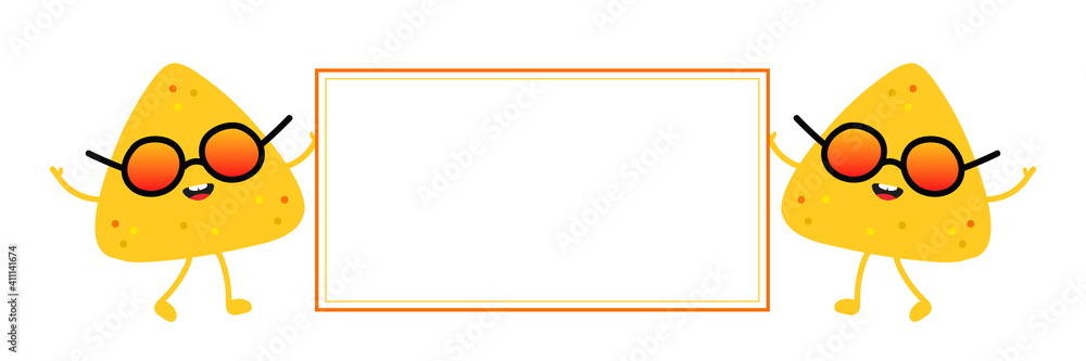 Couple of cute happy cartoon nacho, tortilla chip characters in ...