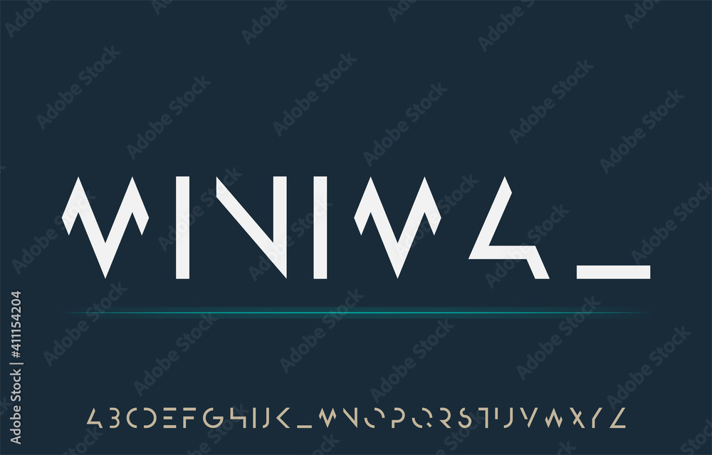 Photo & Art Print incomplete minimal cut alphabet a to z font family, Vikas