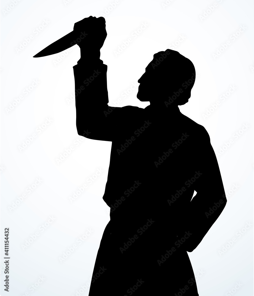 Shadow of the hand holding a big knife Stock Vector | Adobe Stock