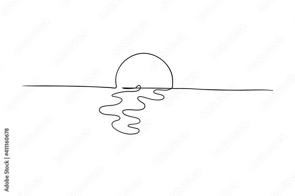 continuous line drawing of sunrise or sunset. vector illustration for ...
