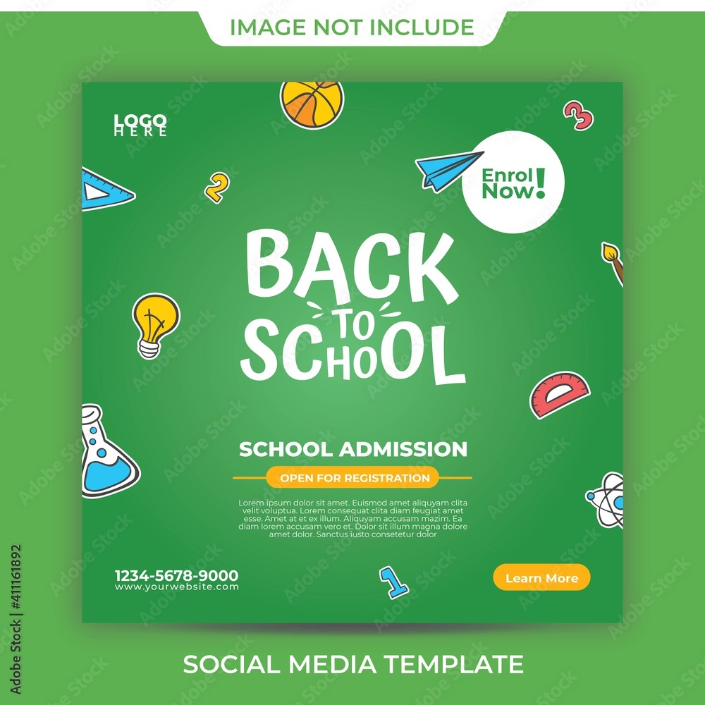 simple cute social media back to school template post Stock Vector ...