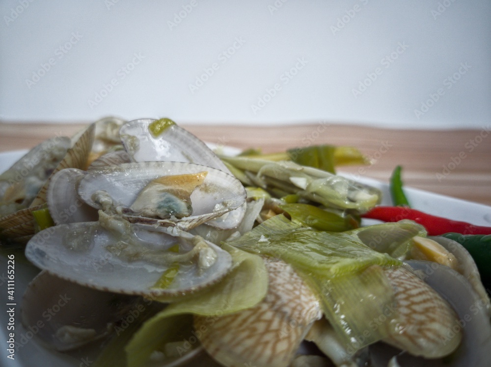 Simple dish of Asian saltwater clam or locally known as lala Stock ...