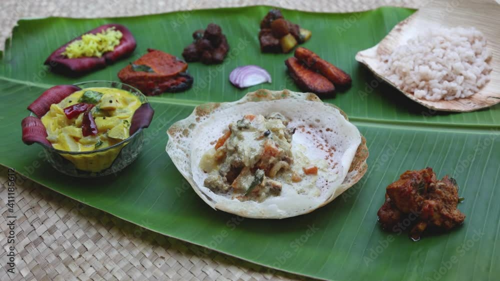 Appam with mutton stew Non-vegetarian sadhya Indian food for Onam sadya ...