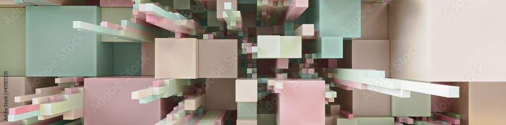 Multicolored 3D Block background. Tech Wallpaper with Pastel colors. 3D ...