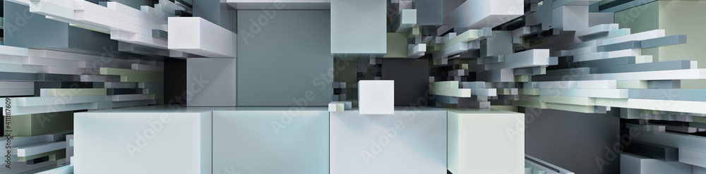 Multicolored 3D Block background. Tech Wallpaper with Natural hues. 3D ...