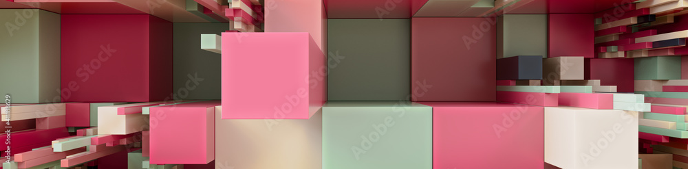 Multicolored 3D Block background. Tech Wallpaper with Natural hues. 3D ...