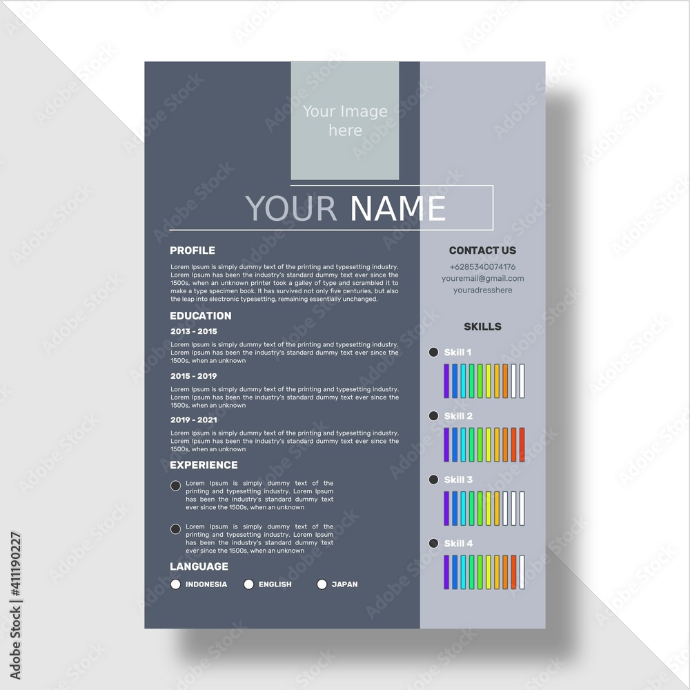 a cv template to apply for jobs. with A4 paper size which is designed ...