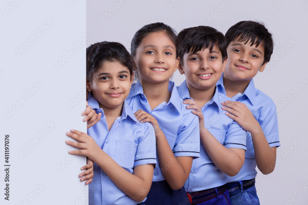Smiling Indian School Children