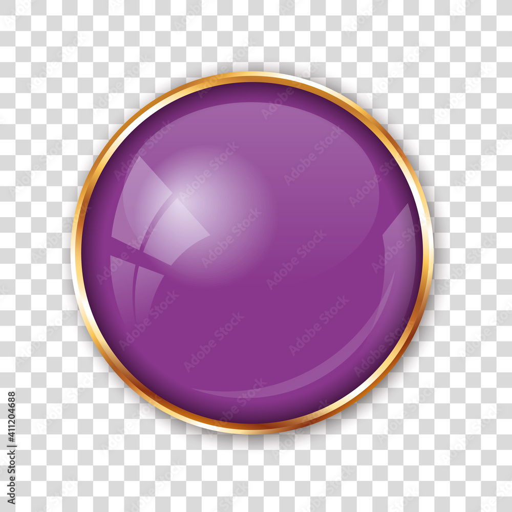 purple button with gold frame on transparent background Stock Vector ...