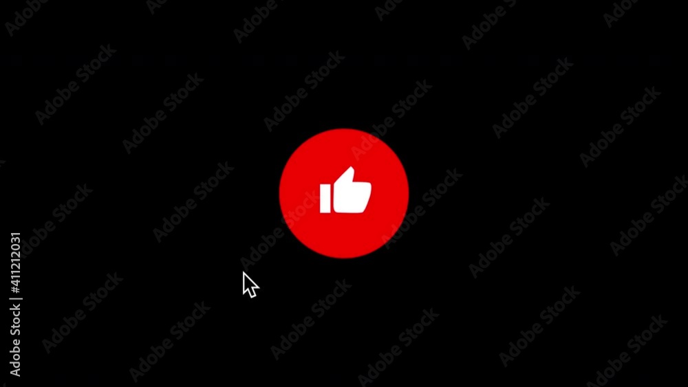 Animated mouse cursor clicks on the thumbs up Round icon. Thumb up ...