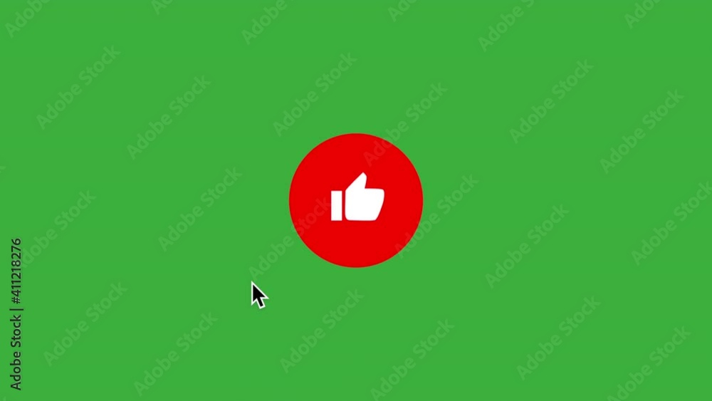 Animated mouse cursor clicks on the thumbs up Round icon on green ...