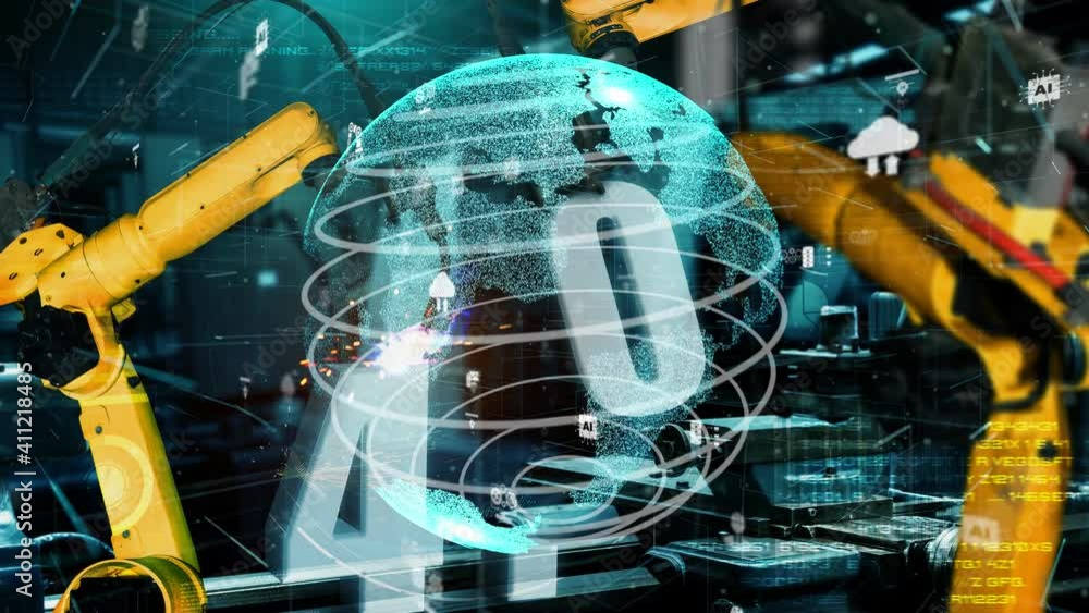 Smart industry robot arms modernization for digital factory technology ...